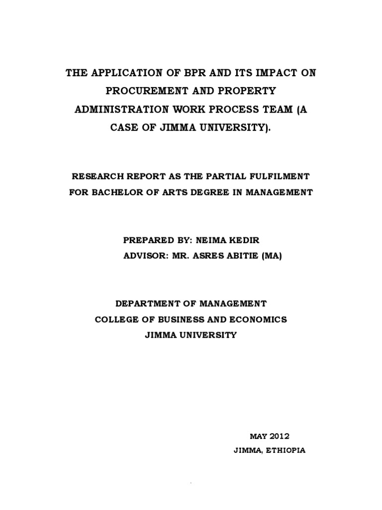 The Application of BPR and Its Impact On Procurement and Property | PDF ...
