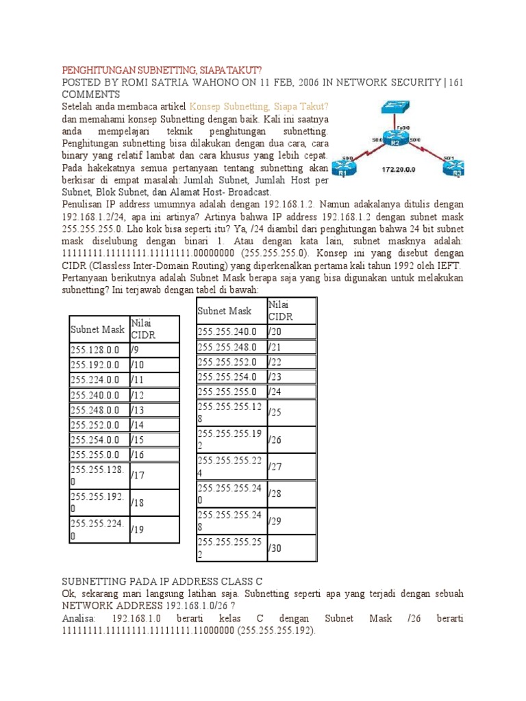 Perhitungan Subnetting | PDF