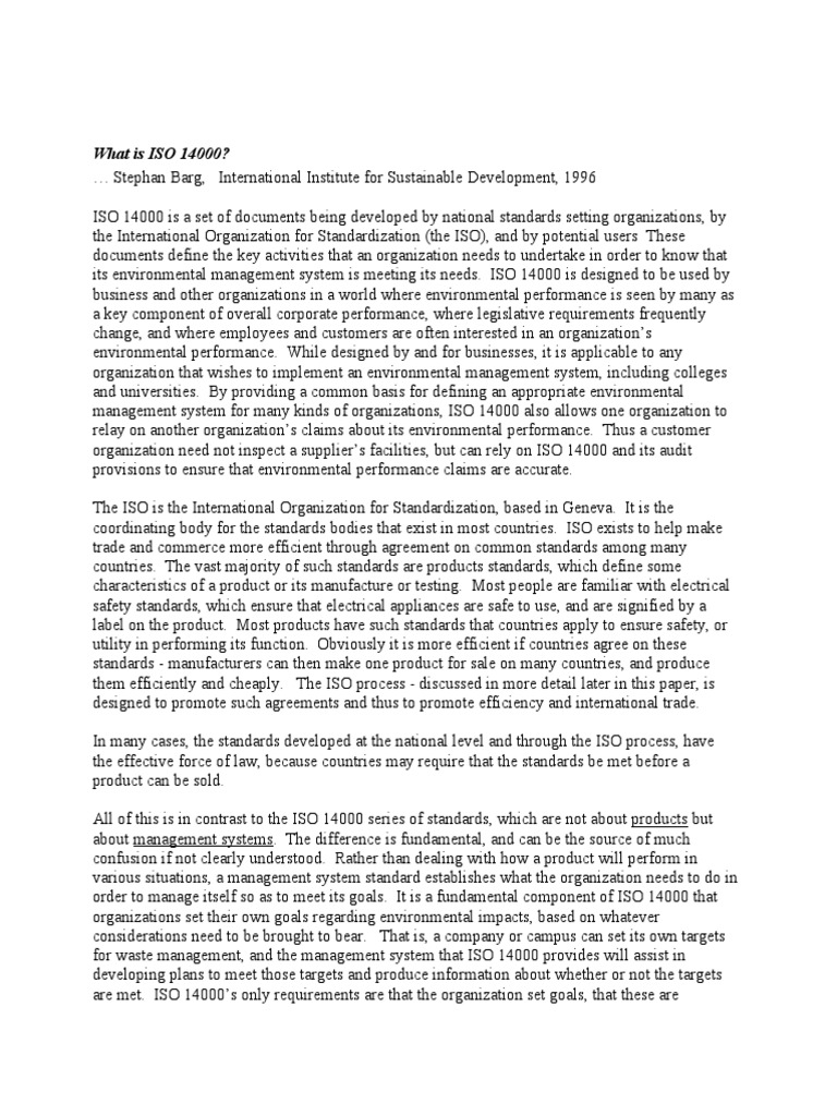 What Is ISO 14000? | PDF | Sustainable Development | Sustainability