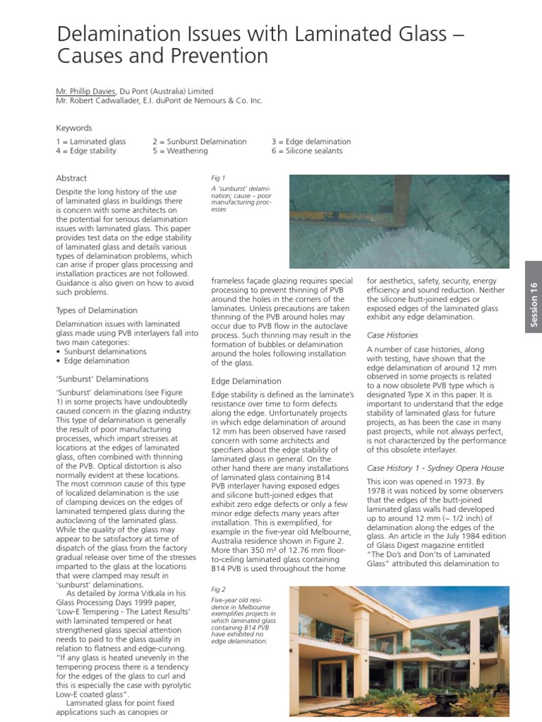 Delamination of laminated glass