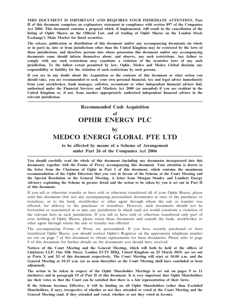 Scheme Document | PDF | Proxy Voting | Mergers And Acquisitions