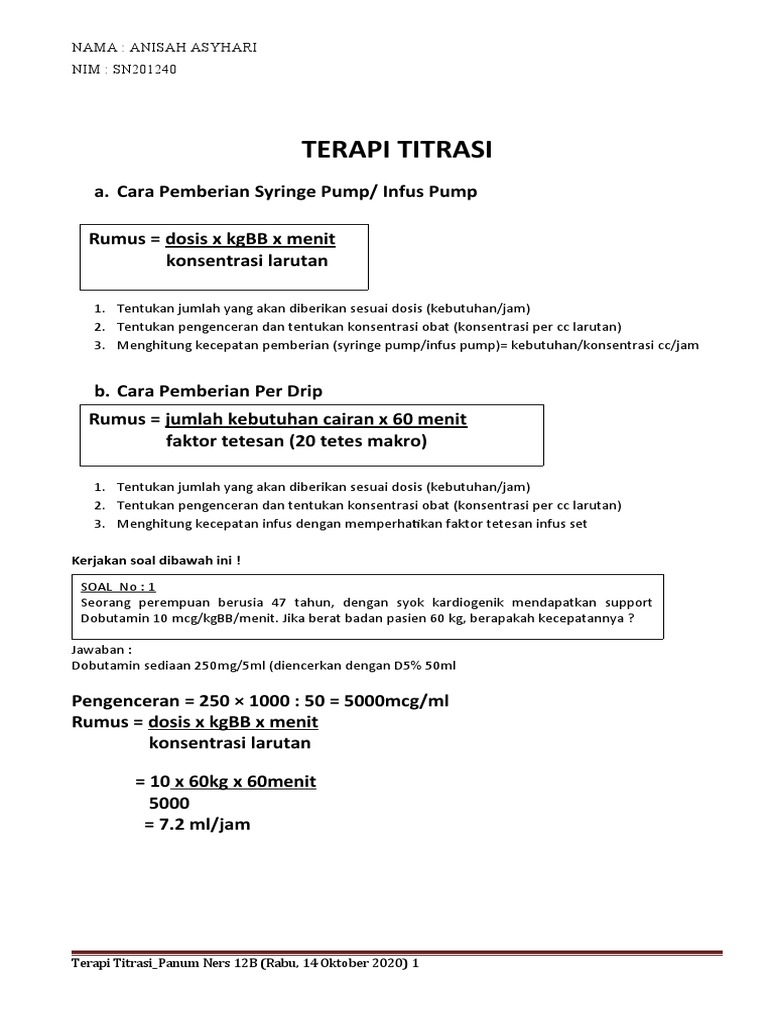 Jawaban Terapi Titrasi Anisa | PDF