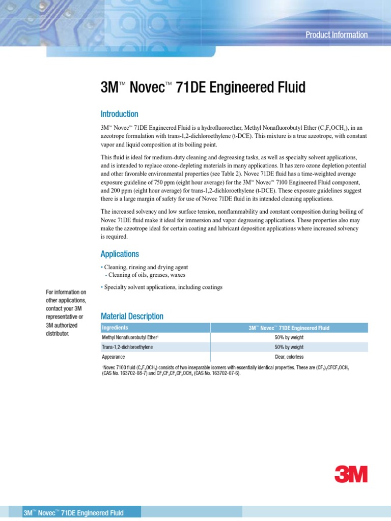 Data Sheet HFE-71DE | Download Free PDF | Volatile Organic Compound ...