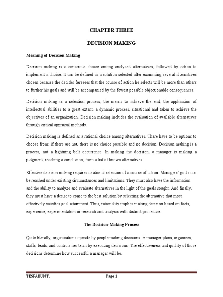 Chapter Three Decision Making | PDF | Choice | Brainstorming