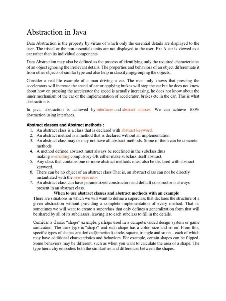 Abstraction in Java: Interfaces Abstract Classes | Download Free PDF ...