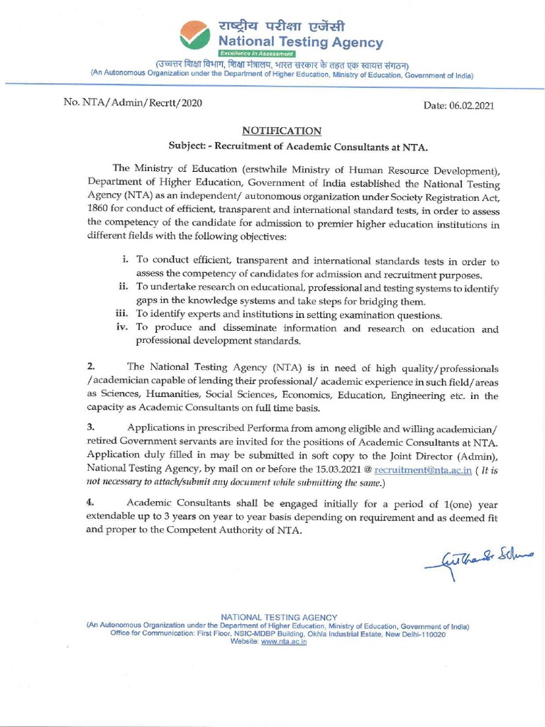 Nta Notice | PDF