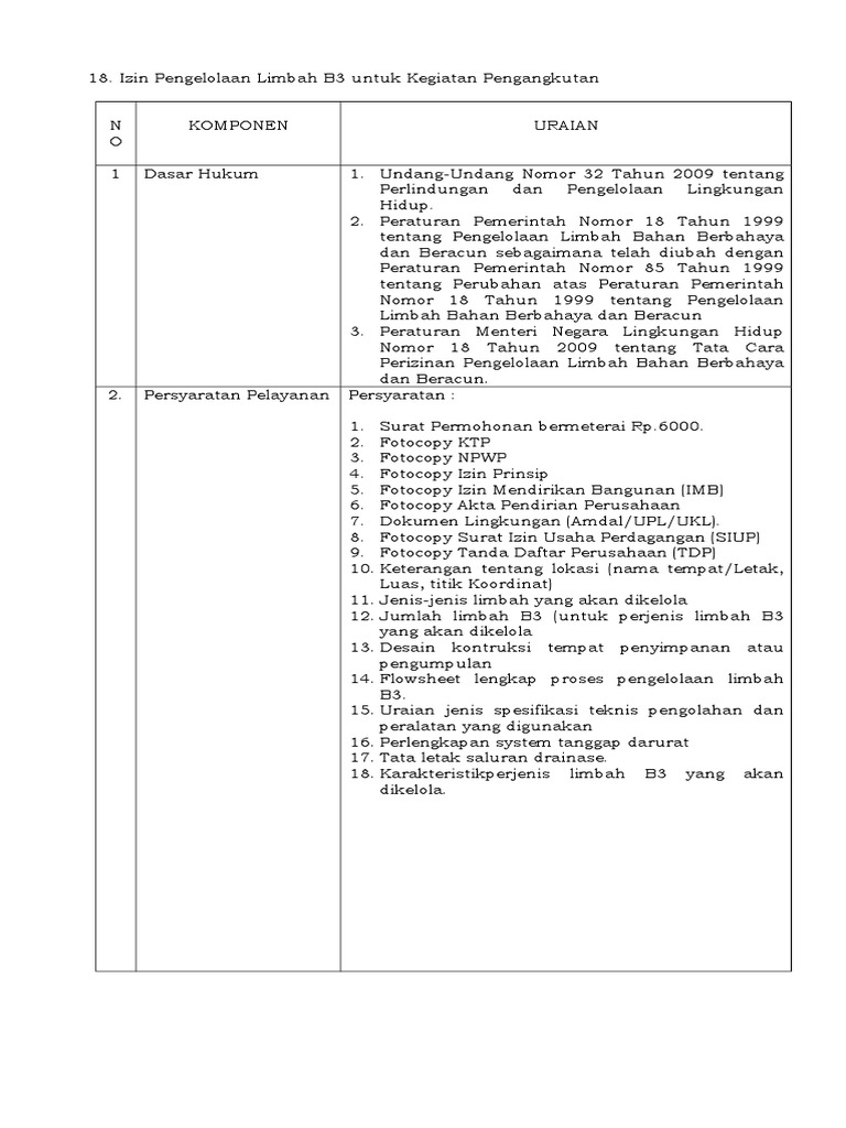 Sop Izin Pengangkutan Limbah B3 | PDF