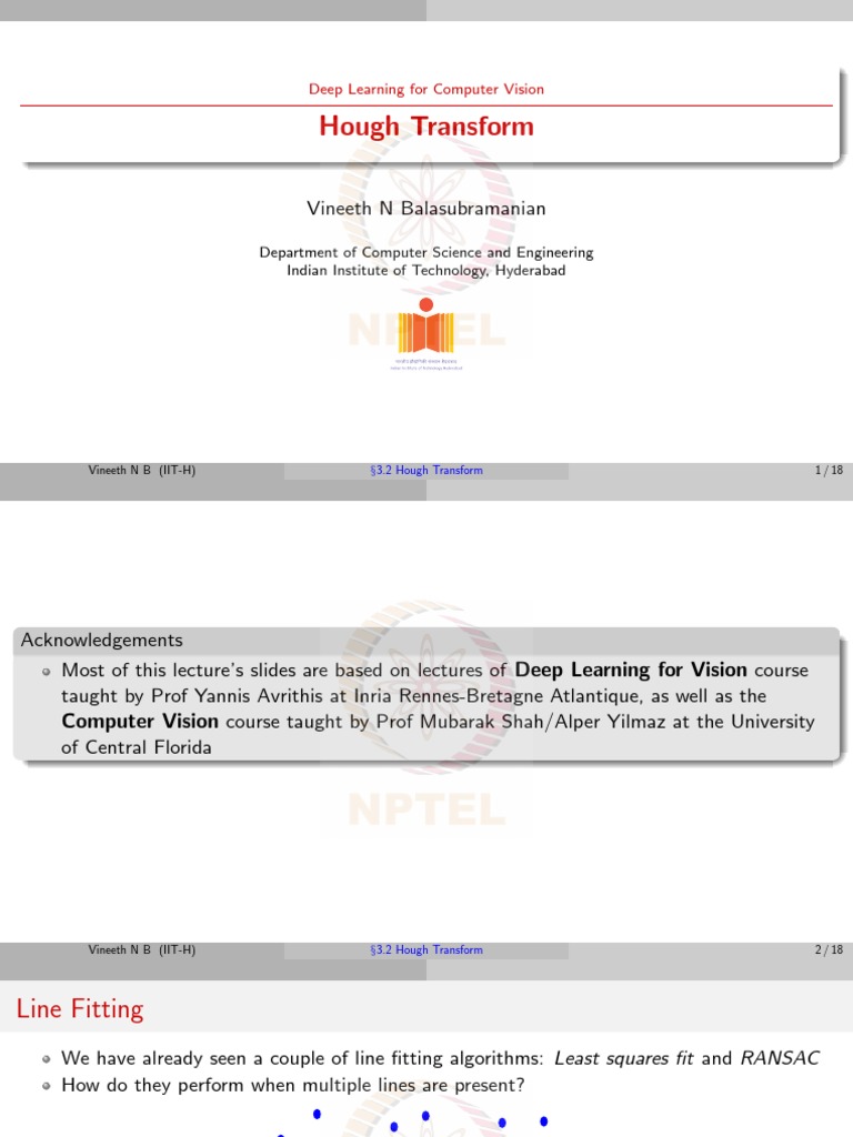 Hough Transform: Vineeth N Balasubramanian | PDF | Algorithms | Computer Graphics