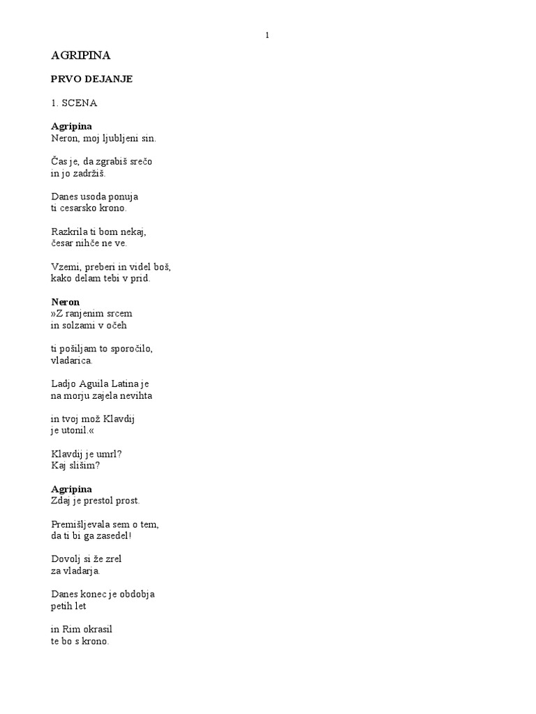 Agrippina - Libretto (Slo) | PDF