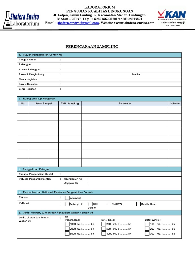 02 Formulir Perencanaan Sampling | PDF