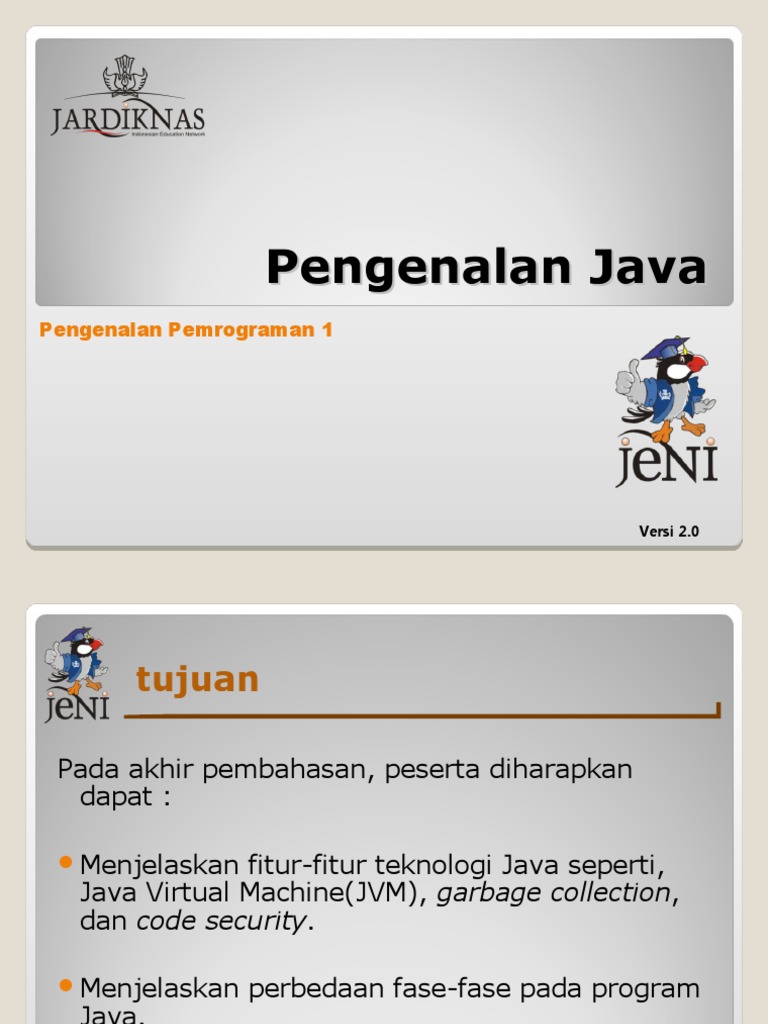 Jeni Slides Intro1 Bab02 Pengenalan Java Pdf 