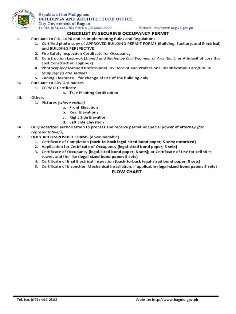 LATEST Checklist in Securing Occupancy Permit - Baguio City | PDF ...