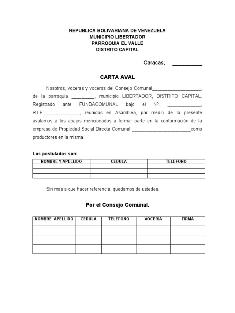 Carta Aval | PDF