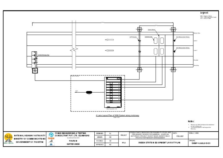 Legend:: 4 Lane Layout Plan of WIM System Along Motorway | PDF ...