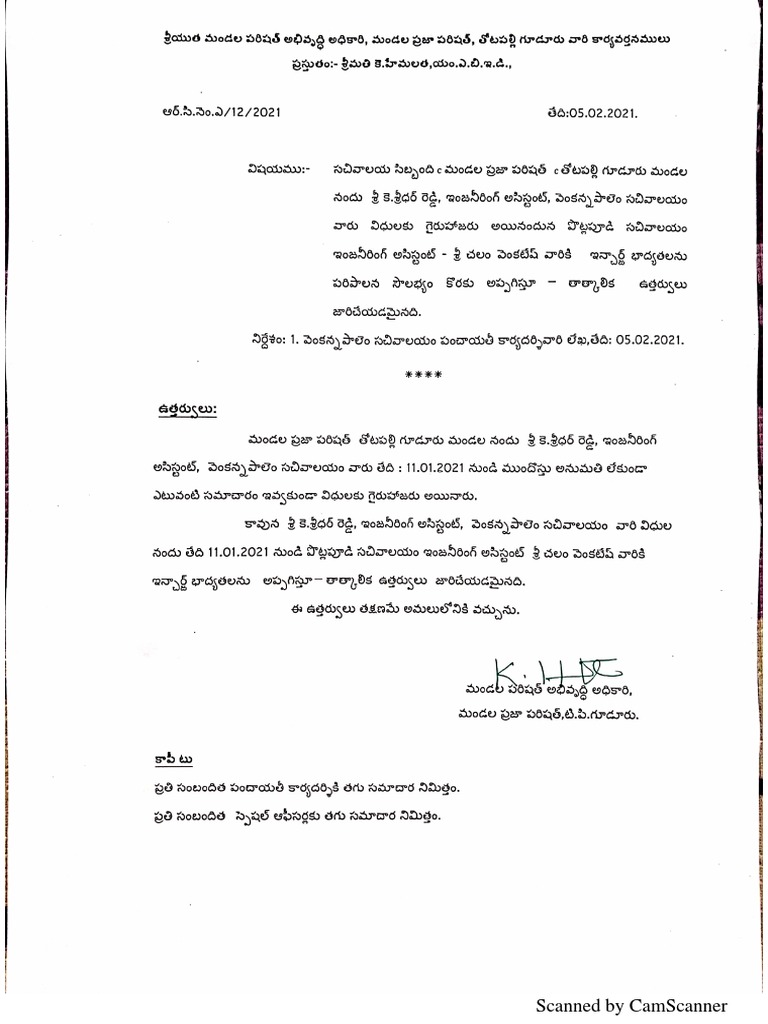 Incharge Letter | PDF