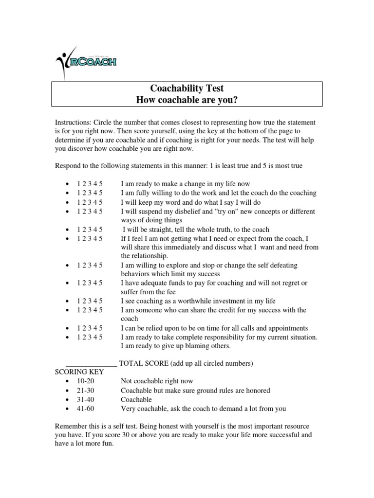 Coachability Self-Assessment Guide | PDF | Lifestyle