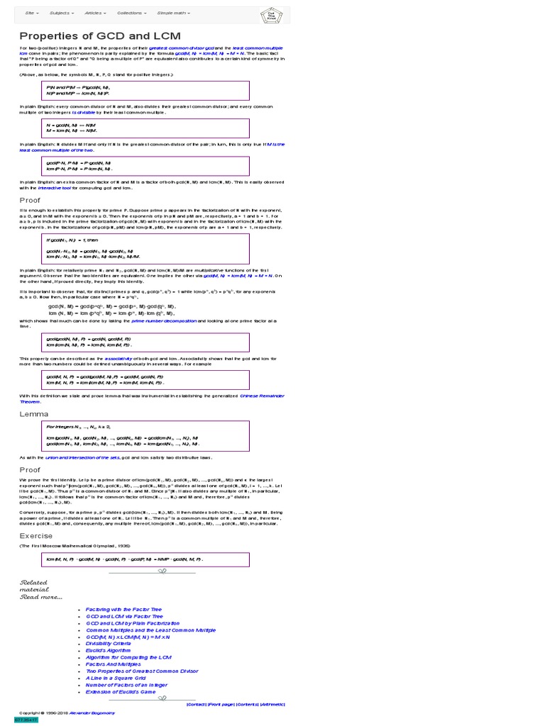 Properties of GCD and LCM | PDF | Teaching Mathematics | Mathematical Concepts