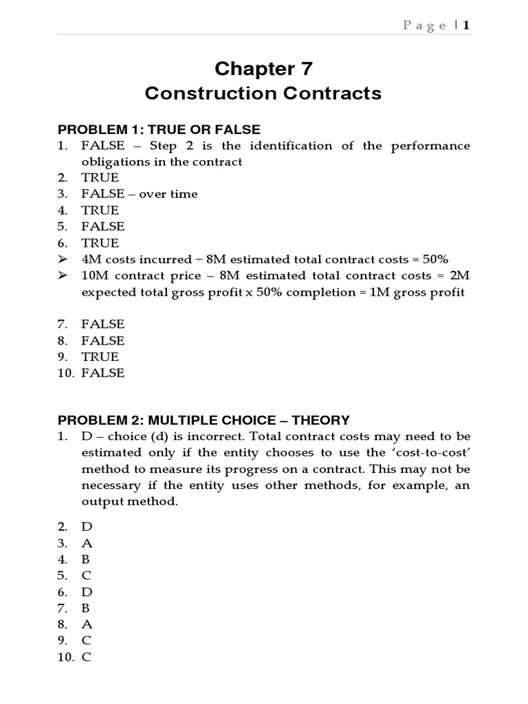 Chapter 7: Construction Contracts Analysis | PDF | Debits And Credits | Cost