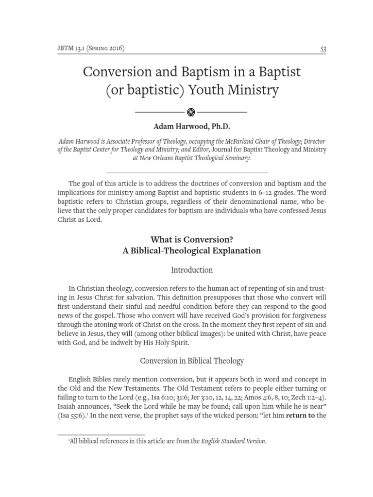 Conversion and Baptism in A Baptist or B | PDF | Conversion To ...