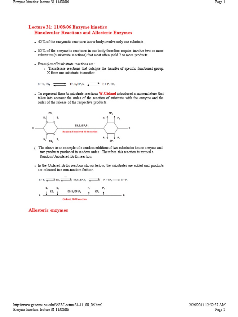 Enzyme Kinetics Lecture 31 11 08 06 Pdf Enzyme Enzyme Kinetics