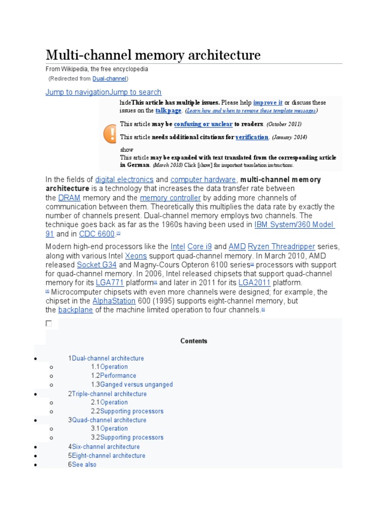 Multi-Channel Memory Architecture: Jump To Navigation Jump To Search | PDF | Electronic Design ...