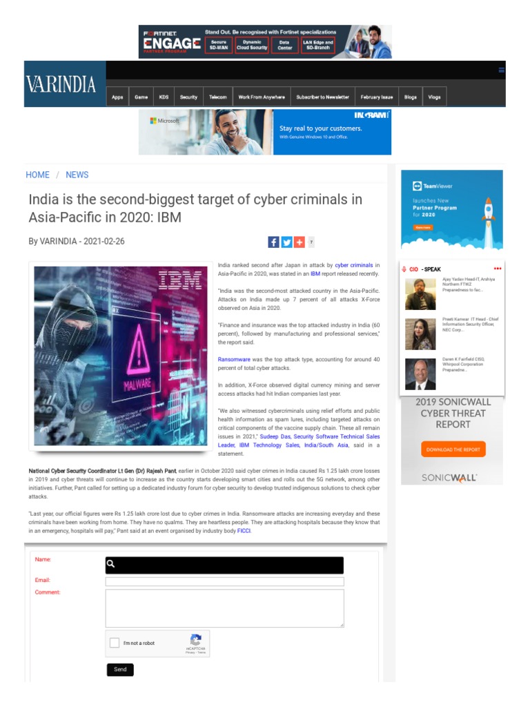 Cyber Attacks in India 2020 | PDF