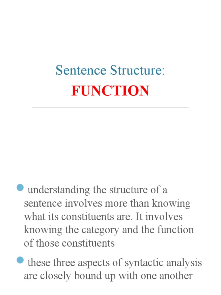 Syntax: Function | PDF | Phrase | Predicate (Grammar)