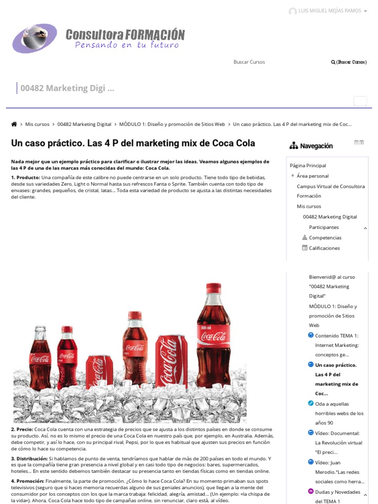 Un Caso Práctico. Las 4 P Del Marketing Mix de Coca Cola | PDF
