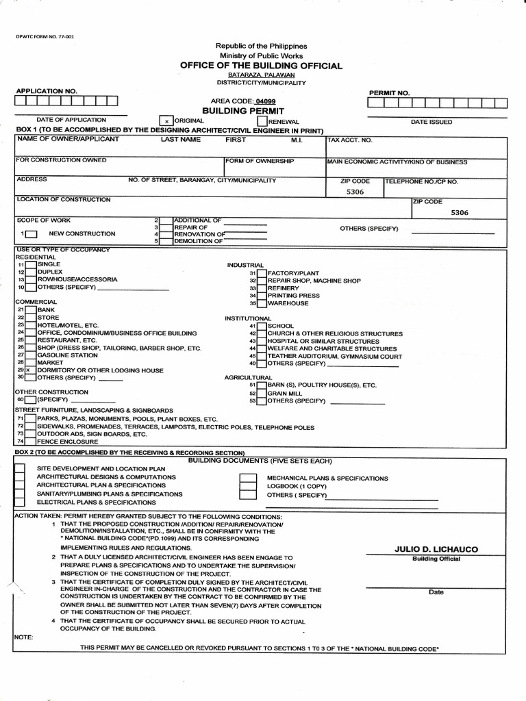 Building Permits Form - PDF | PDF