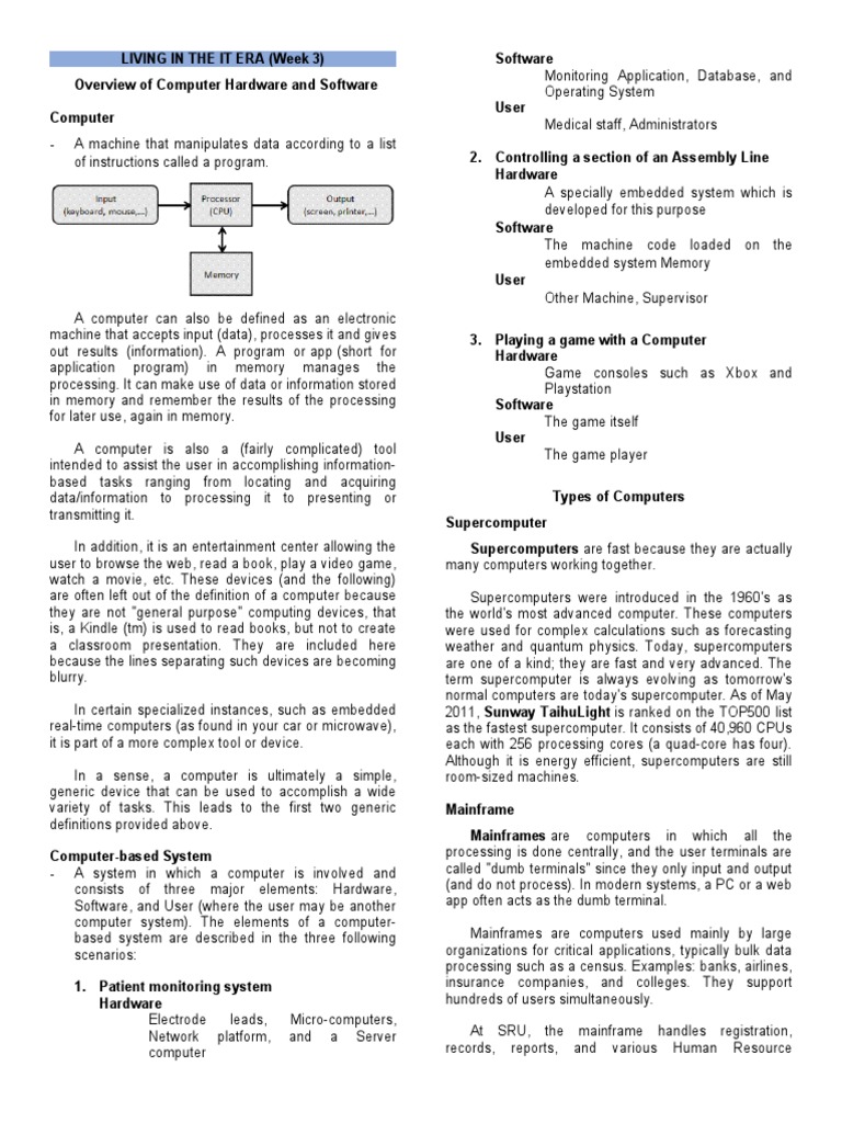 Module 2 - Overview of Computer Hardware and Software | PDF | Personal ...