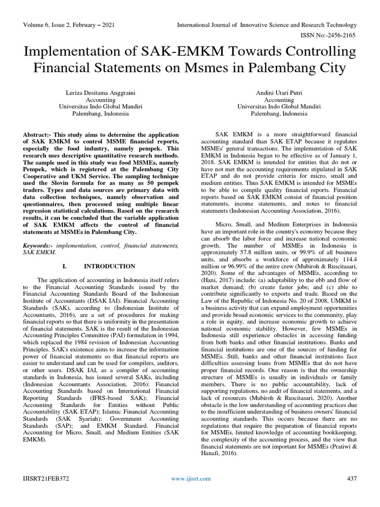 Implementation of SAK-EMKM Towards Controlling Financial Statements On ...