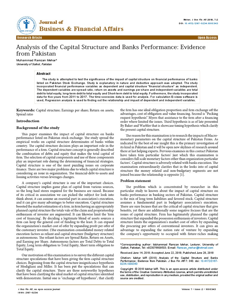 Analysis - of - The - Capital - Structure - and - Banks - Perfor ...