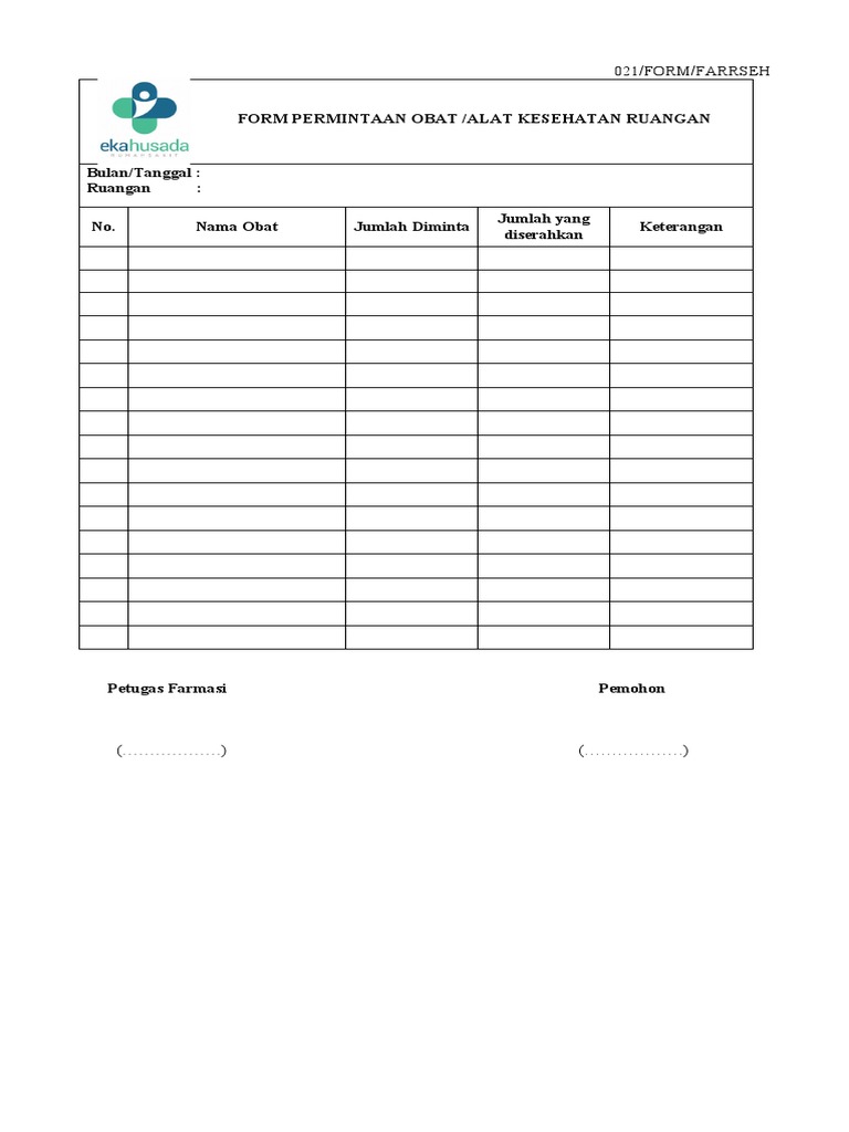 021-Form Permintaan Obat Alat Kesehatan Ruangan | PDF