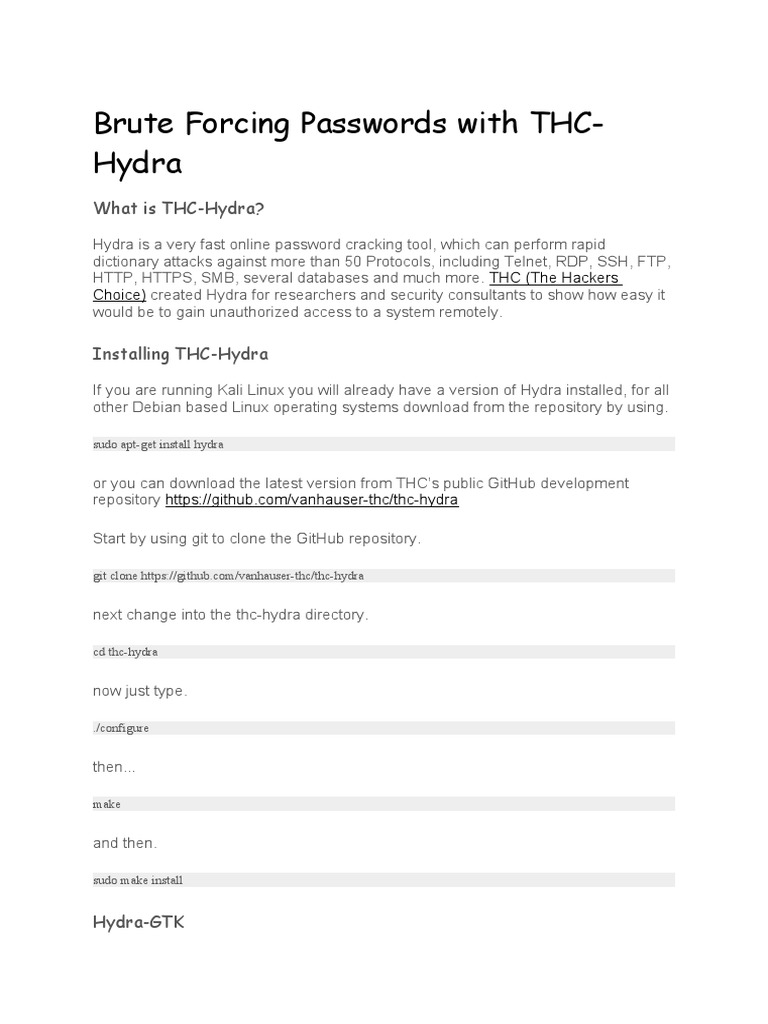 Brute Forcing Passwords With THC | PDF | Http Cookie | Password Brute Forcing Passwords With THC | PDF | Http Cookie | Password