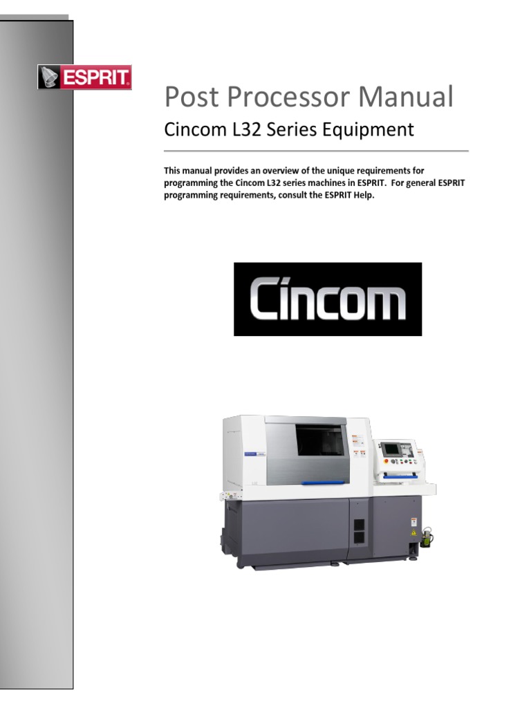 Cincom L32 Post Manual | PDF | Parameter (Computer Programming) | Drill