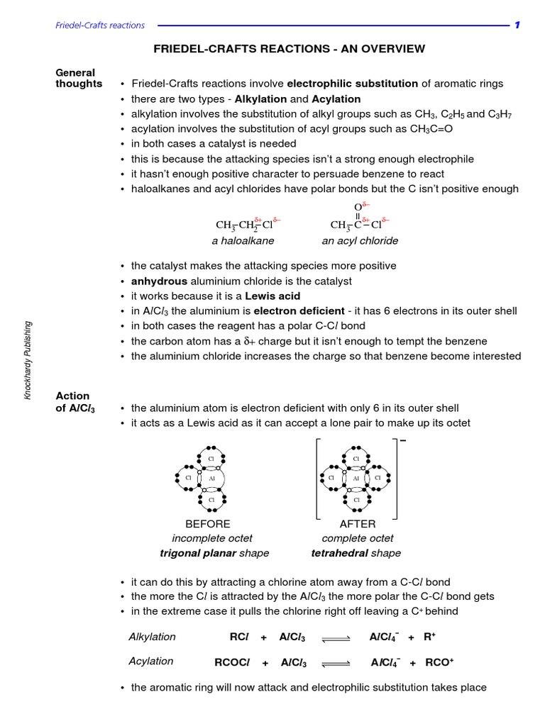 Friedel-Crafts Reactions - Alkylation and Acylation | PDF | Organic ...