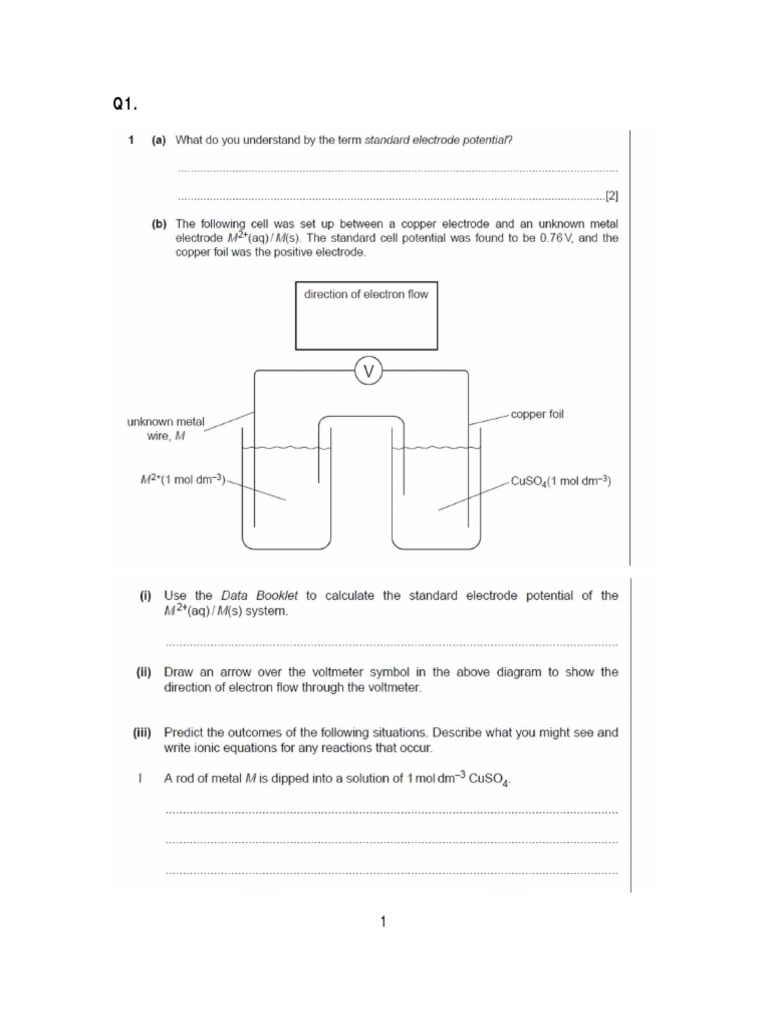 Electrochemistry & Redox-QP | PDF