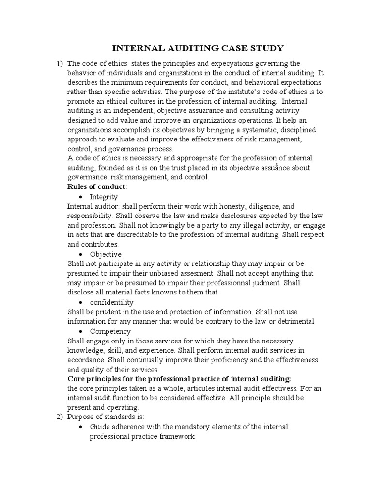 Internal Auditing Case Study | PDF | Internal Audit | Audit