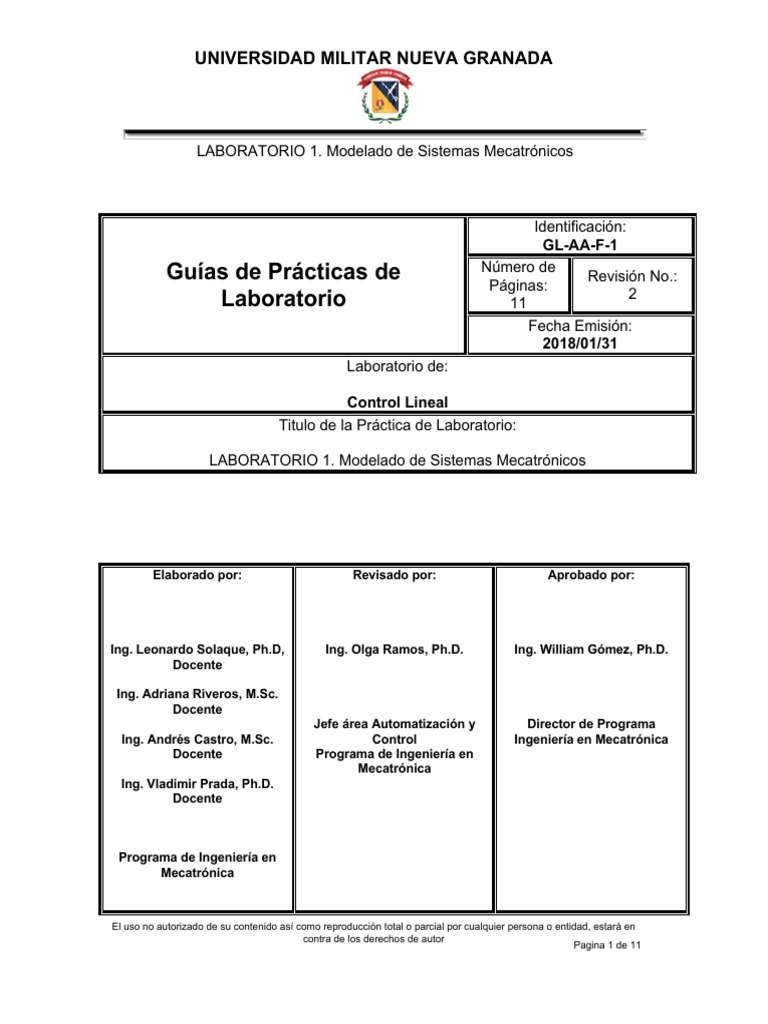 Control Lab 1 | PDF | Ingeniería | Ecuaciones diferenciales