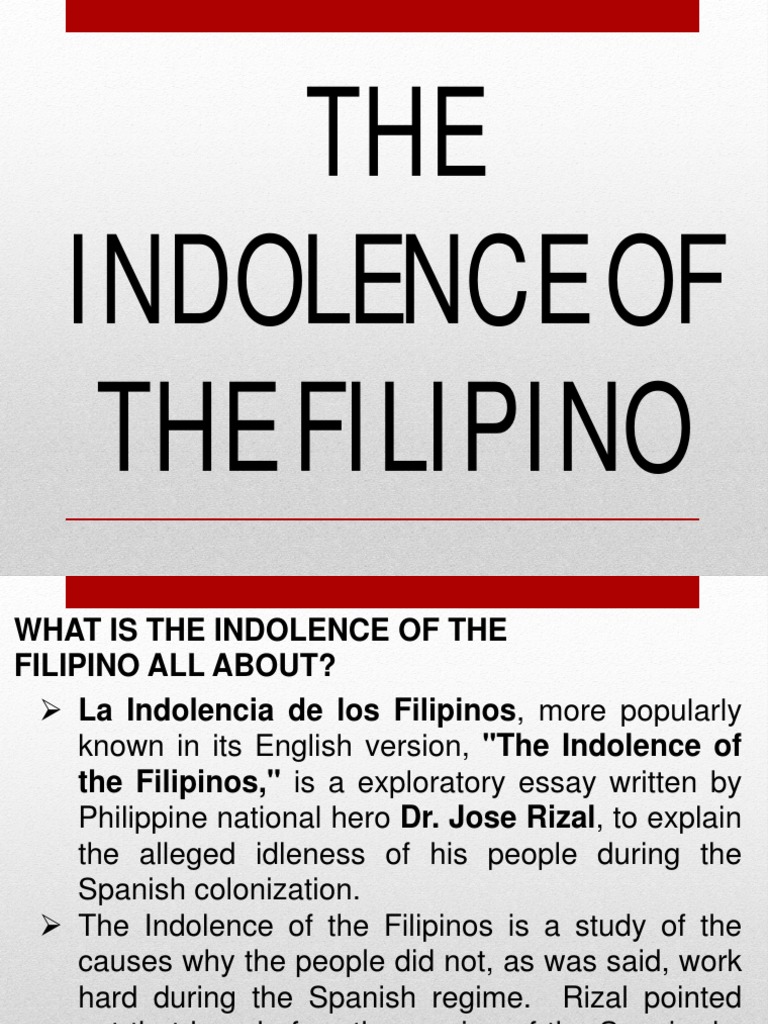 Indolence Of The Filipinos