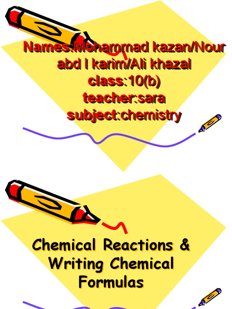 mohammad Kazan/nour Abd L Karim/ali Khazal:10 (B) :sara:chemistry | PDF ...