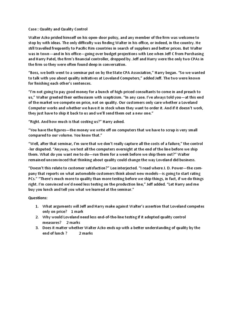 Assignment On Quality Control | PDF | Market (Economics) | Economies