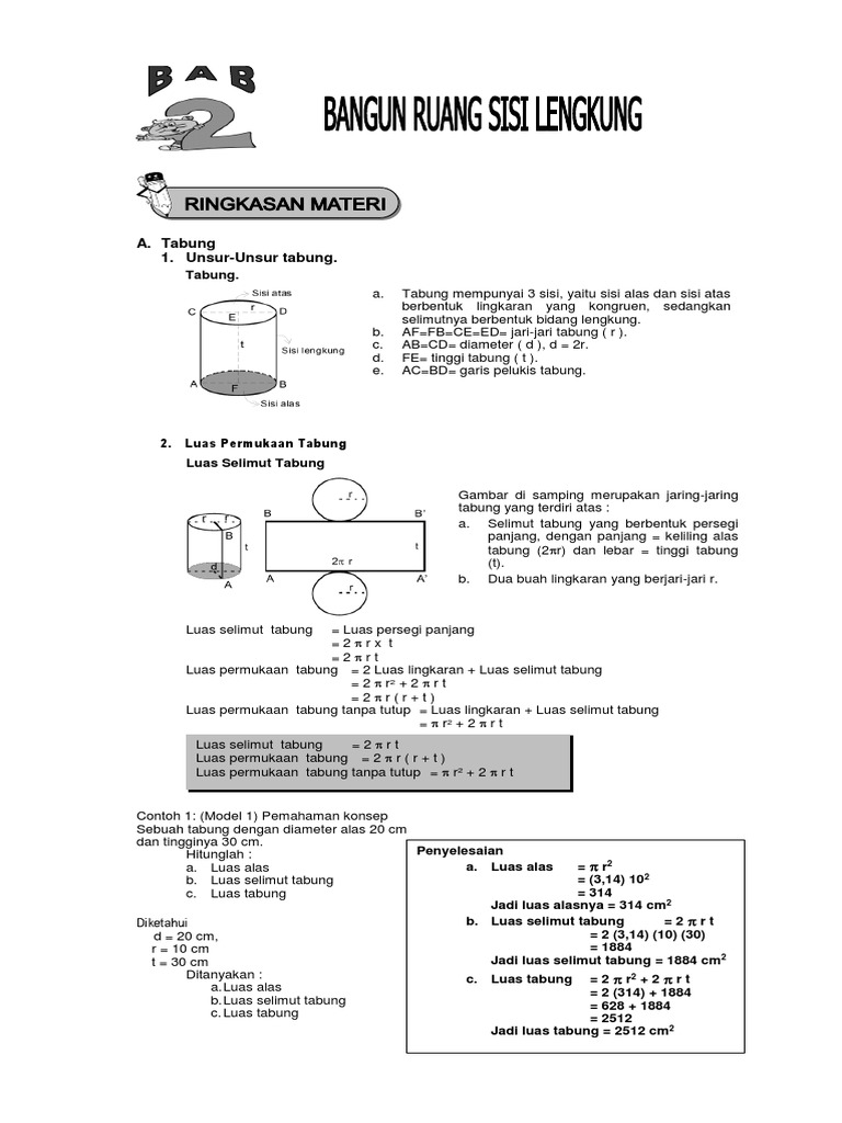 Rumus dan Contoh Soal Luas & Volume Tabung | PDF