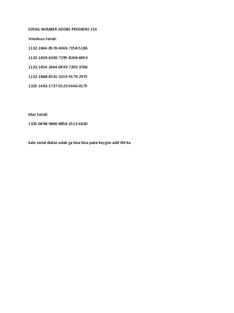 Serial Number Adobe Premiere Cs4 | PDF