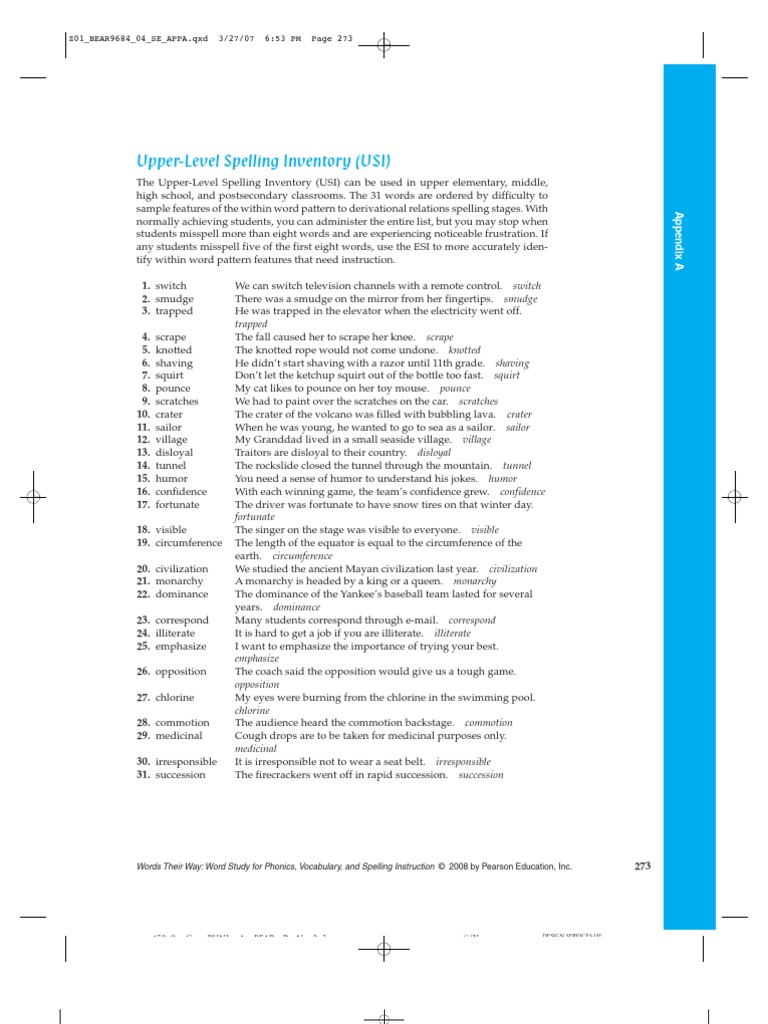 Upper Elem Spelling Inventory-1 | PDF | Phonics | Syllable