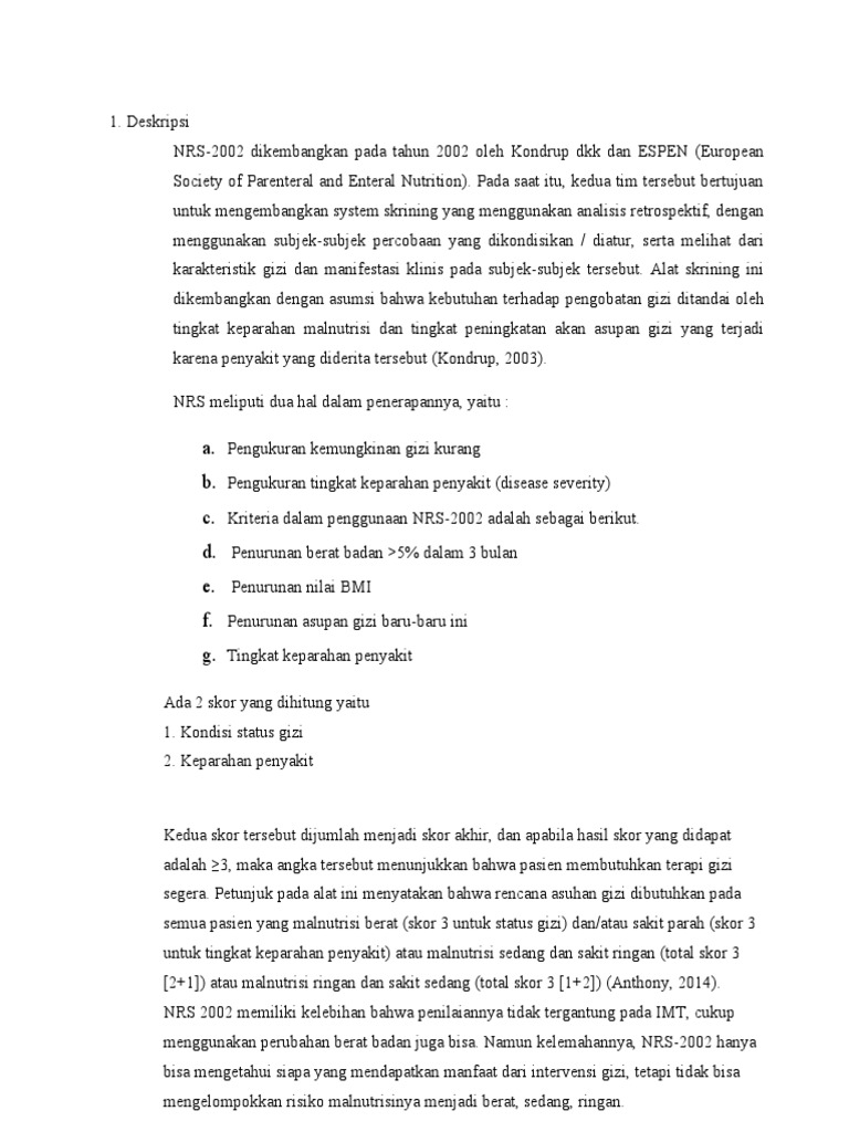 Skrining Gizi Menggunakan NRS-2002 | PDF | Pengembangan Diri ...