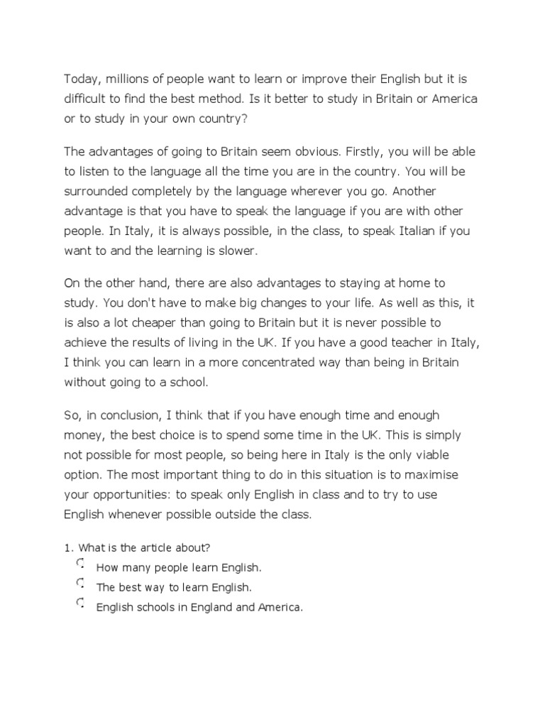 What Is The Article About? How Many People Learn English. The Best Way ...