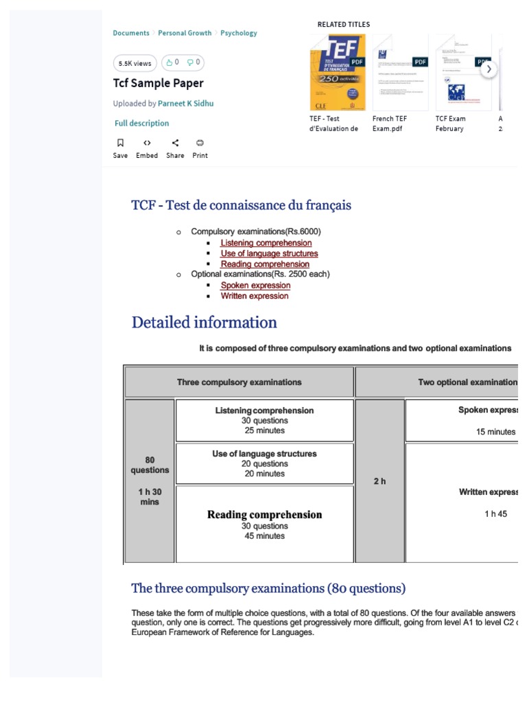 TCF Sample Paper | PDF | Test (Assessment) | Communication