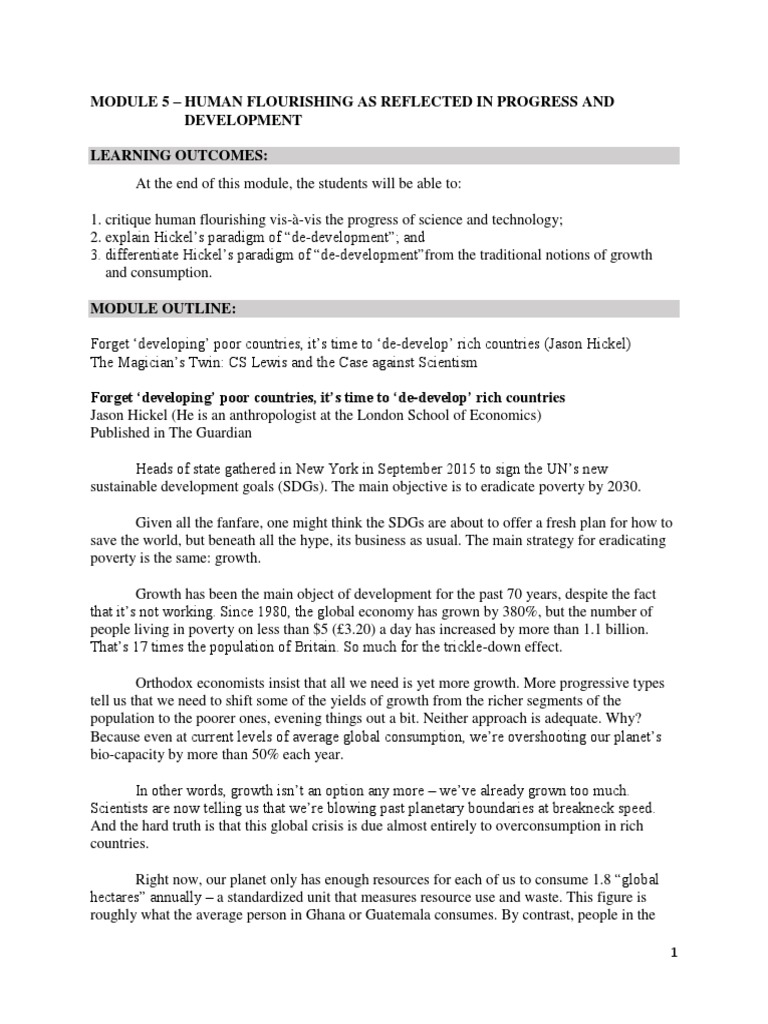 Module 5 - Human Flourishing As Reflected in Progress and Development ...