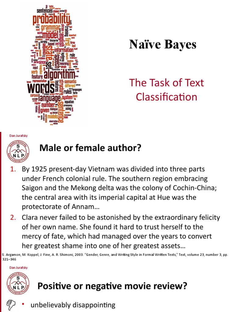 Naïve Bayes: The Task of Text Classification | PDF | Statistical Classification | Computational ...